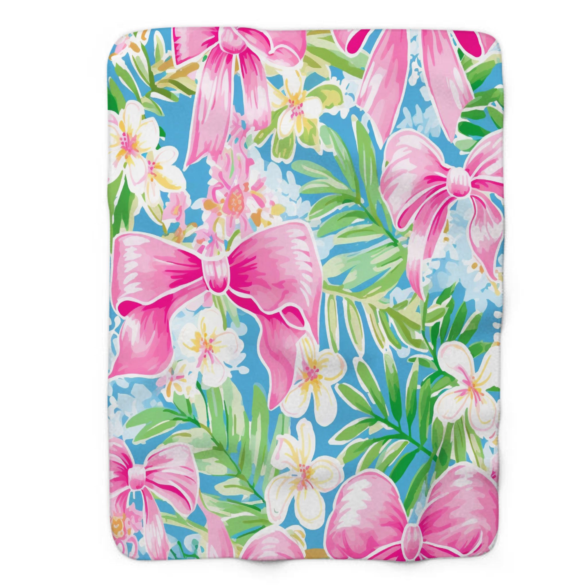 MentionedYou Flower and Ribbon Designs - 1 Piece Premium Sherpa Blanket ...