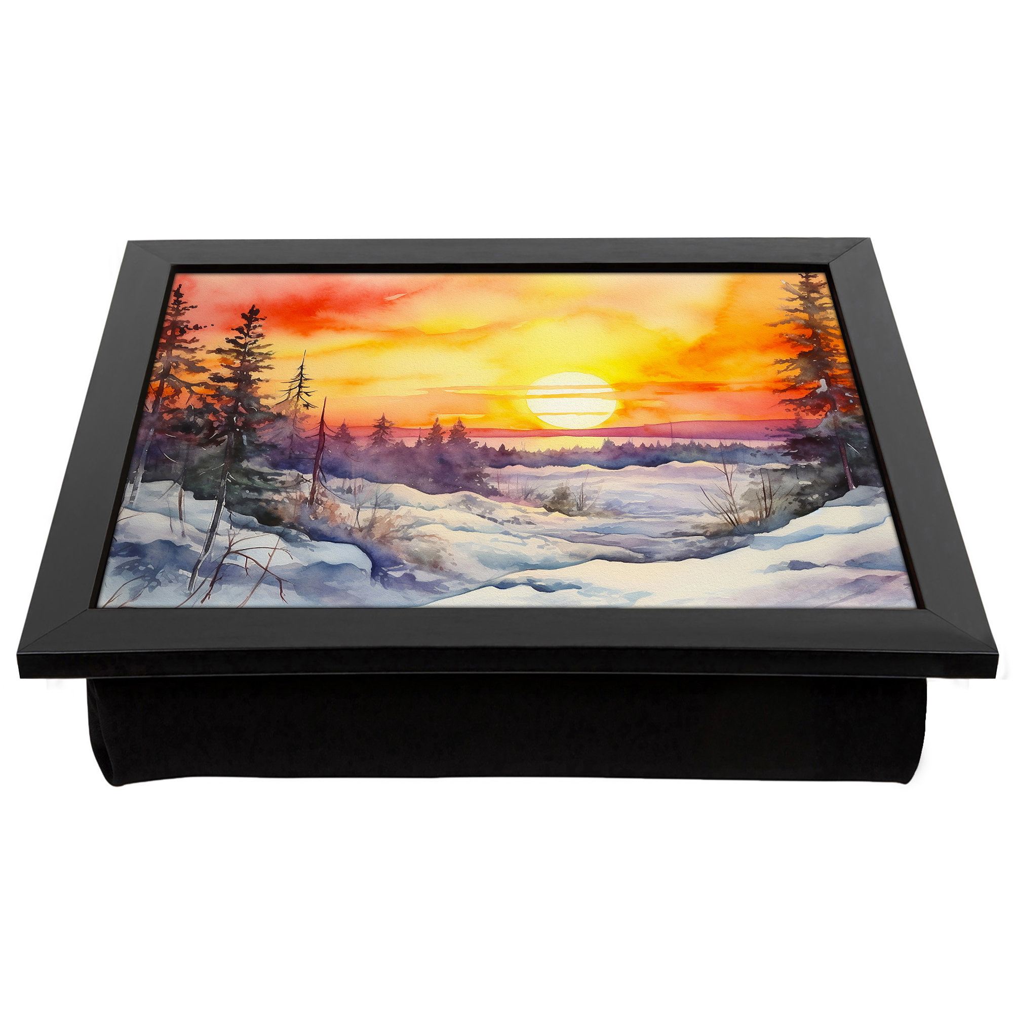 17 Stories Sunrise Watercolour Lap Tray with Cushion | Wayfair.co.uk