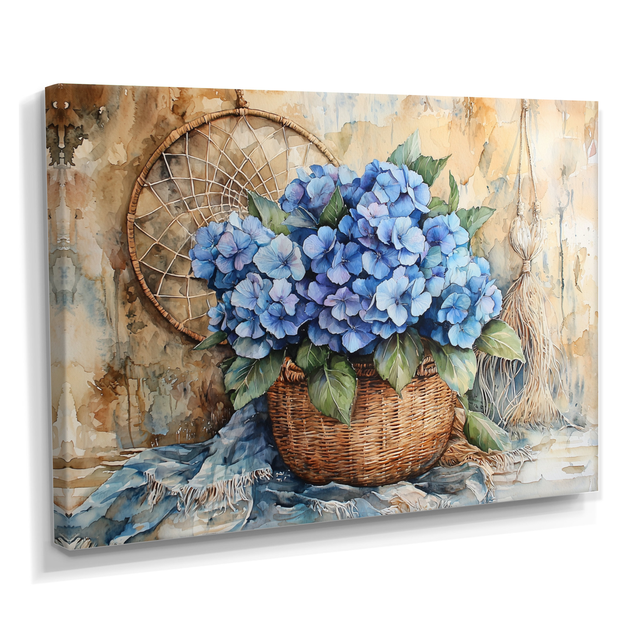 August Grove® Boho Blue Hydrangea Bliss II - Hydrangea Wall Art | Wayfair