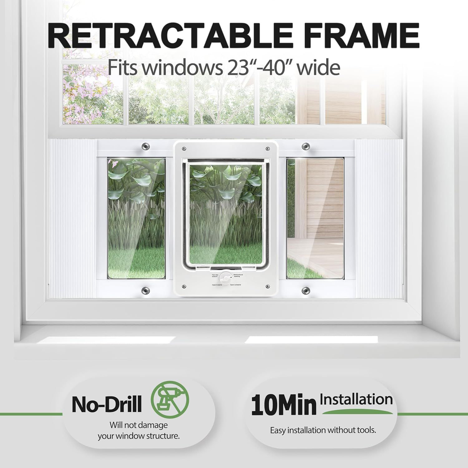 PIROLIS Pet Door for Window, Suitable for Window Widths of 23"-28 ...
