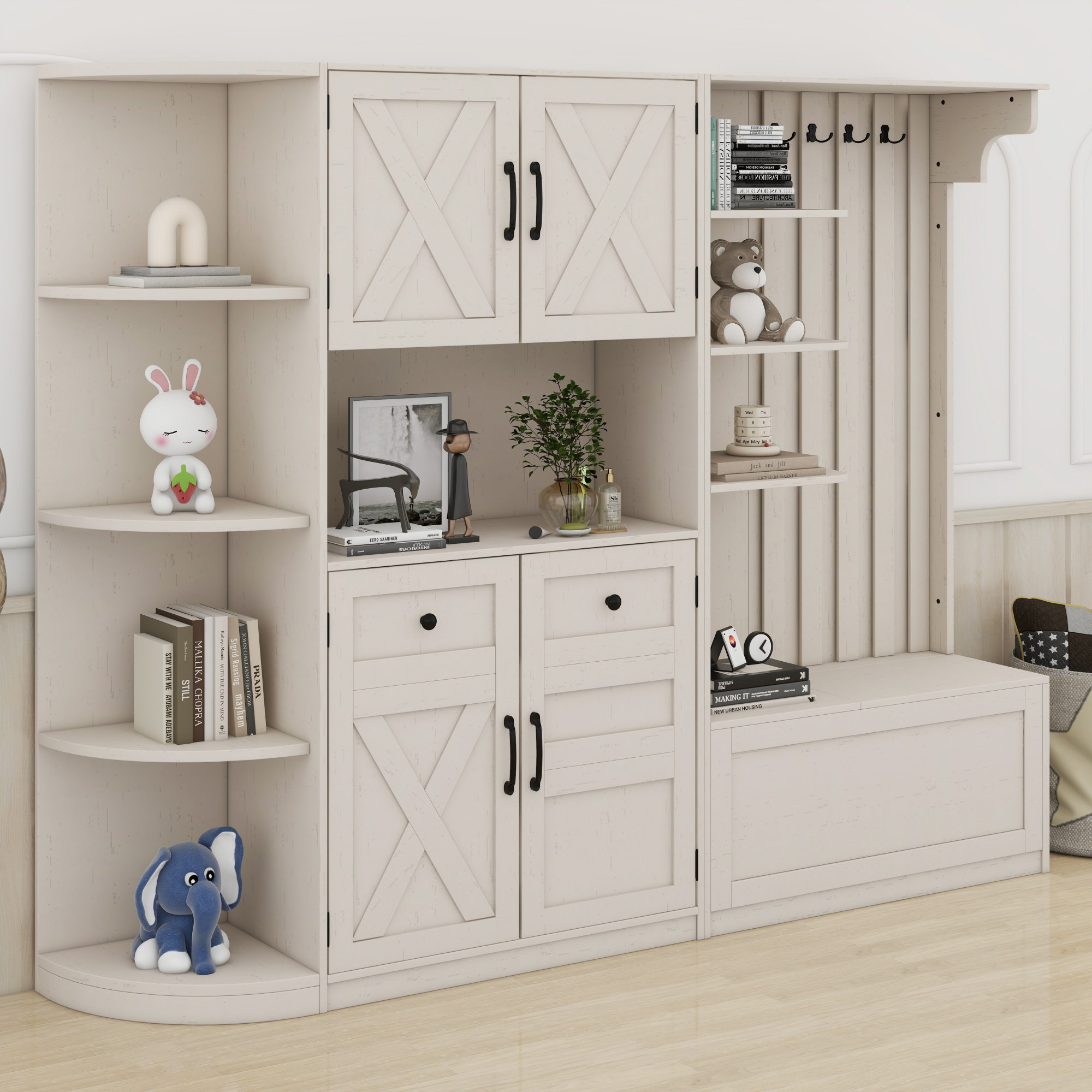 George Oliver Multifunctional Left-Right Combination Hall Cabinet With ...