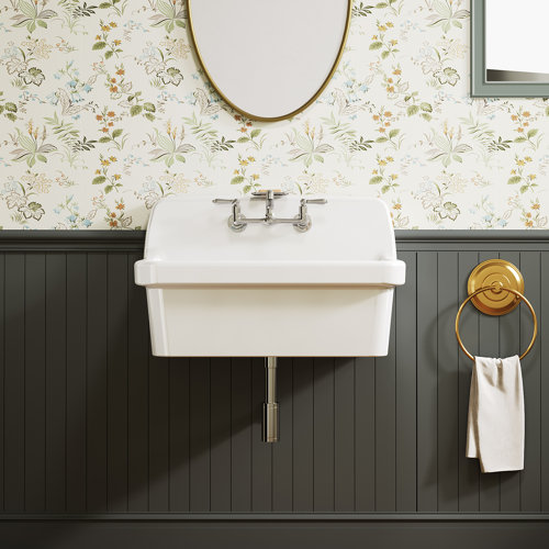 Ellai White Ceramic Utility Sink 30" Farm Style Wall Mounted Laundry ...