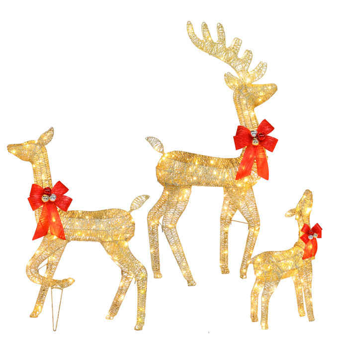 The Holiday Aisle® Reindeer Set Outdoor Christmas Decoration With LED ...