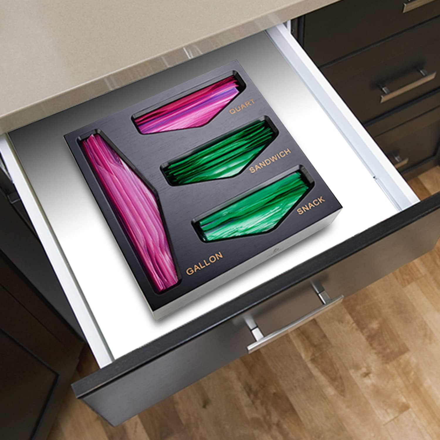 Prep & Savour Bamboo Bag Storage Organizer For Kitchen Drawer, Baggie ...