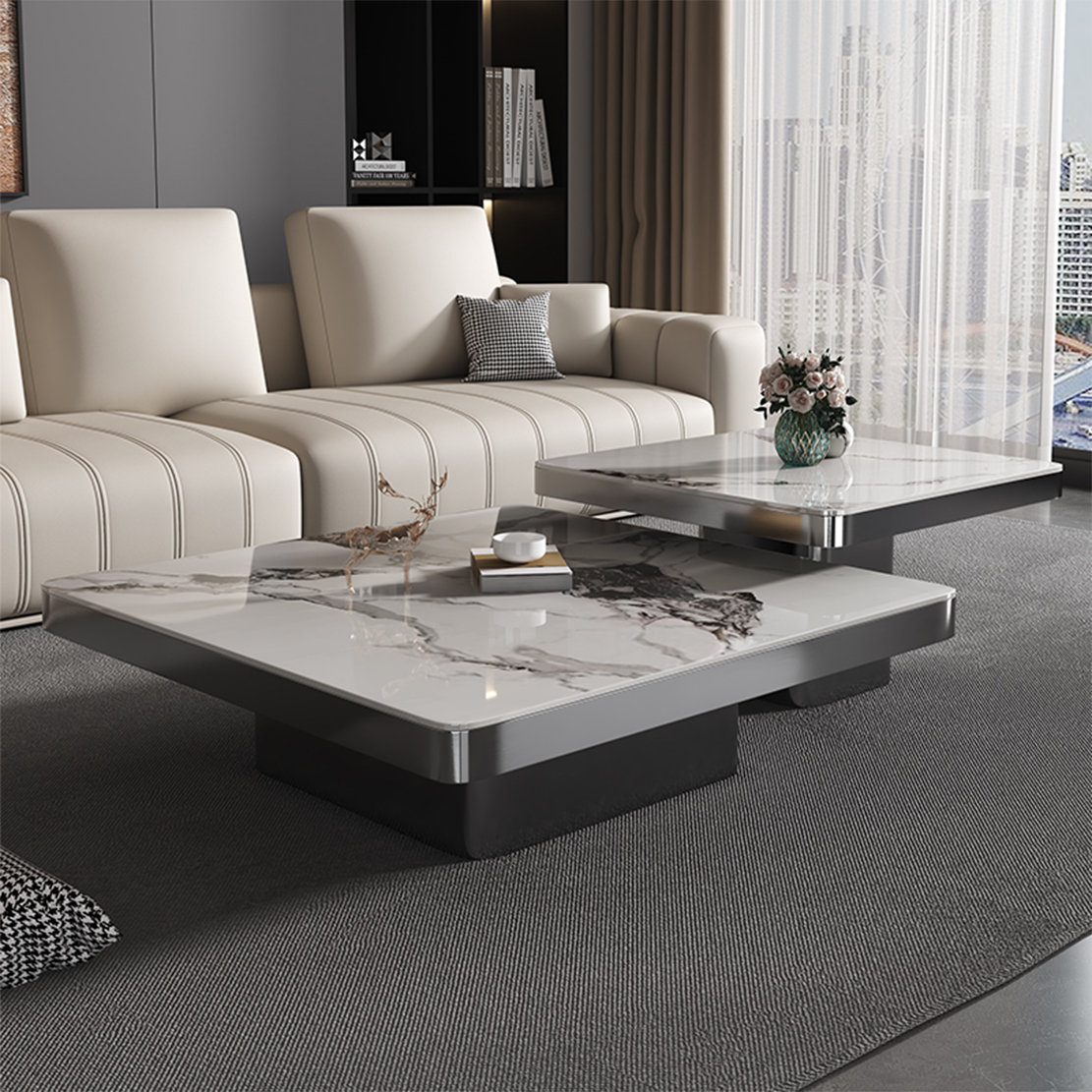 The Invincibles home Simple square rock panel coffee table combination ...