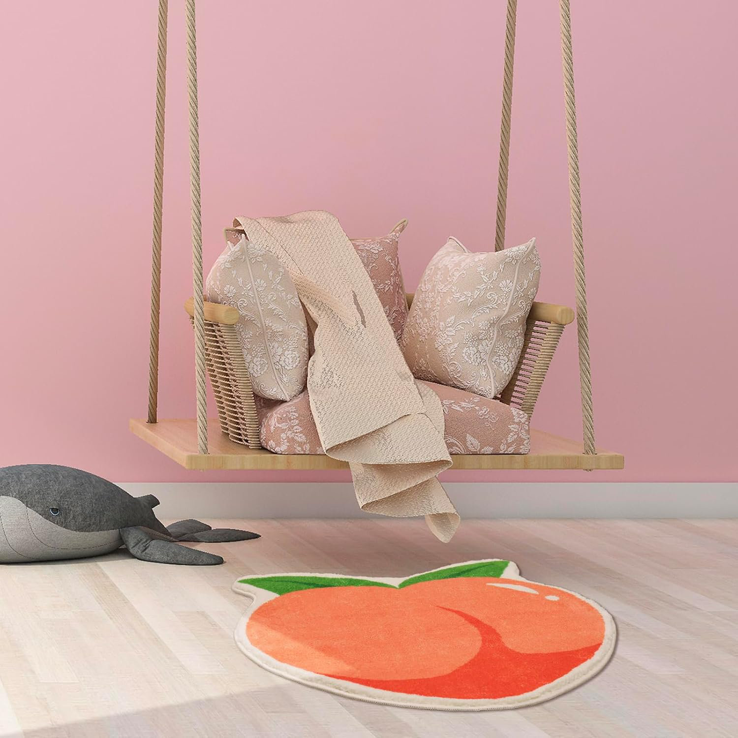 Red Barrel Studio® Peach Bath Mat Peachy Fruit Bathroom Rugs For Living ...