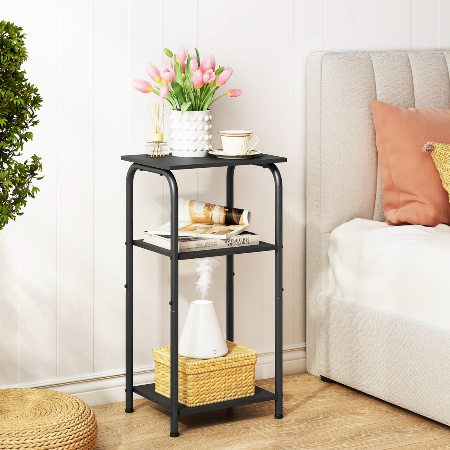 17 Stories 3-Tier Narrow Side Table with Storage Shelf - Wayfair Canada
