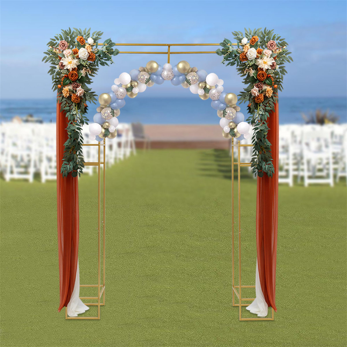 DENFER 94.48'' H X 70.86'' W Carbon Steel Wedding Backdrop Stand ...