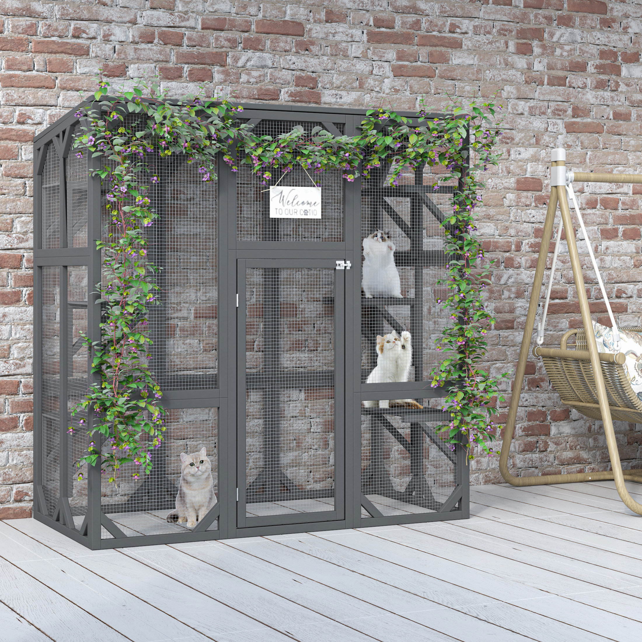 Ophelia & Co. Catio Outdoor Cat Enclosure Cat House Wooden Cat Cage ...