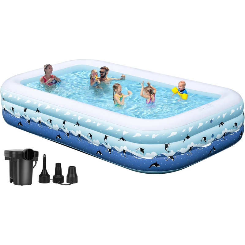 INSALER Large Inflatable Pool With Pump 130"X72"X22" | Wayfair