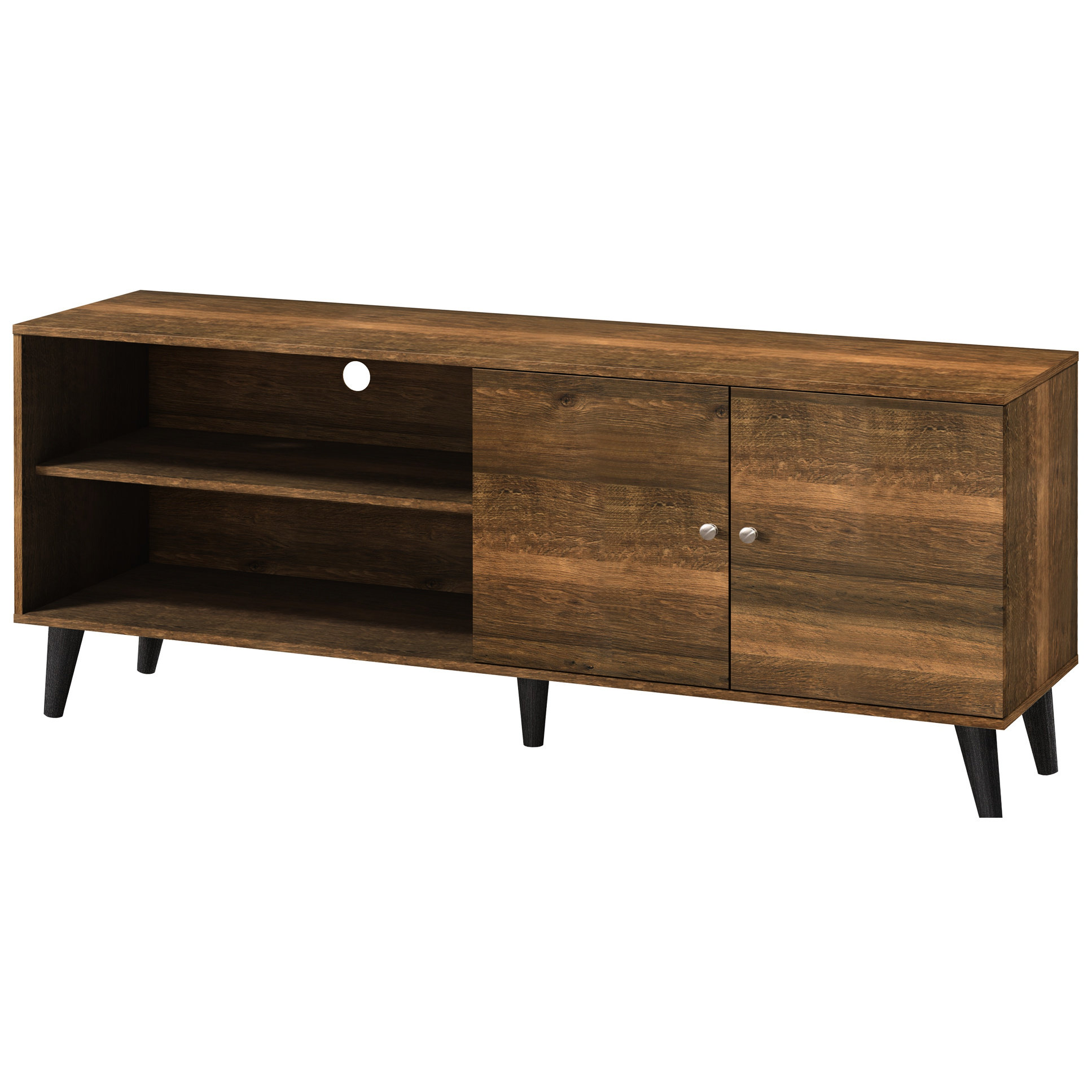 George Oliver Brown Tv Stand With Splayed Legs And Open Shelf For ...