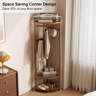 Rebrilliant Solid Wood Corner Hall Tree With Hanging Clothes Rod 4 ...