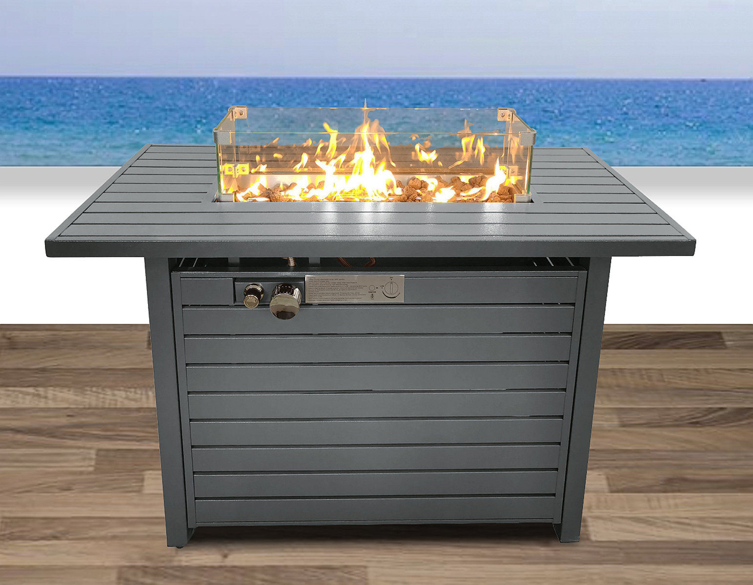 Latitude Run® 11'' H X 42'' L Steel Propane Outdoor Fire Pit Table With ...