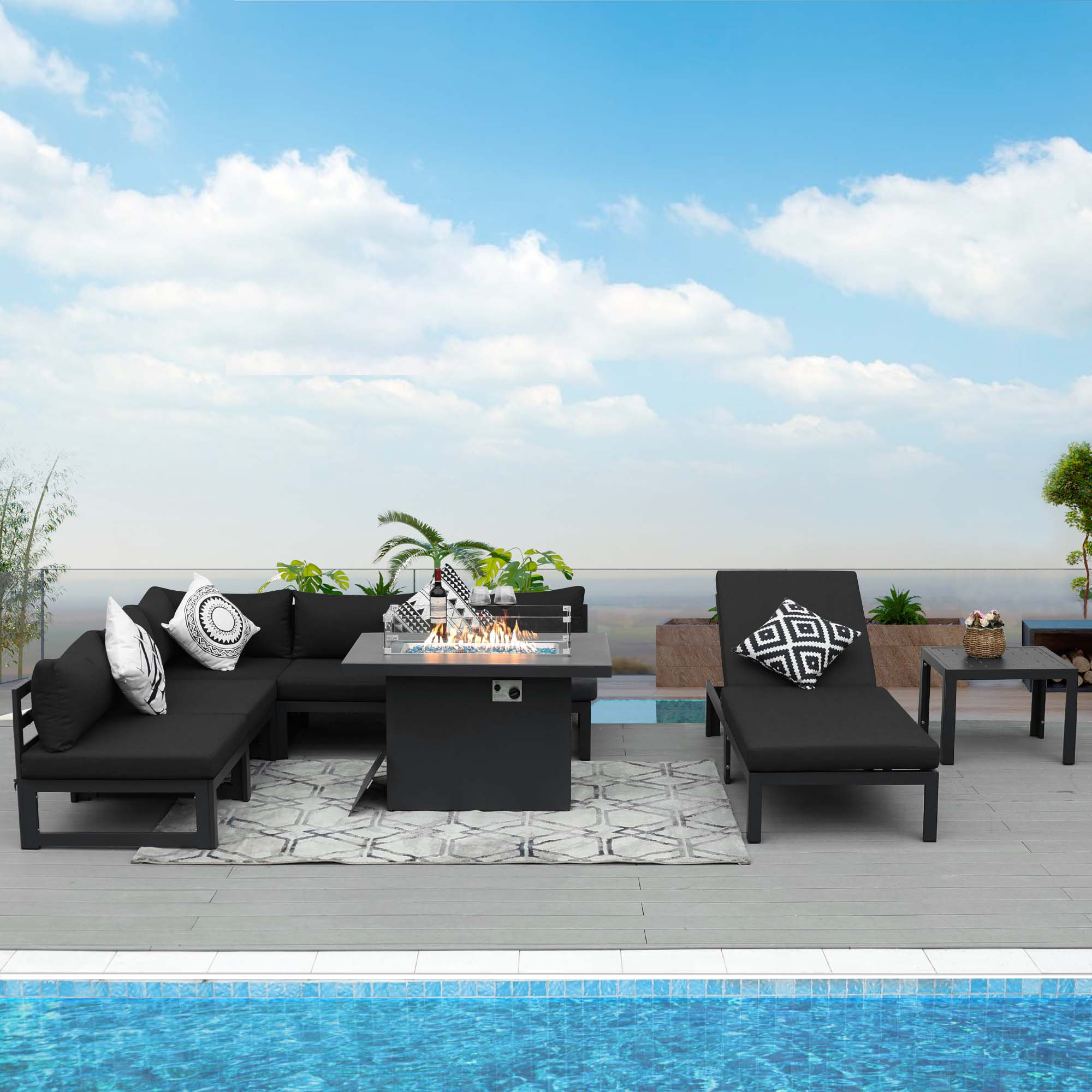Latitude Run® Gilliane 8 - Piece Outdoor Patio Aluminum Sectional Sofa ...