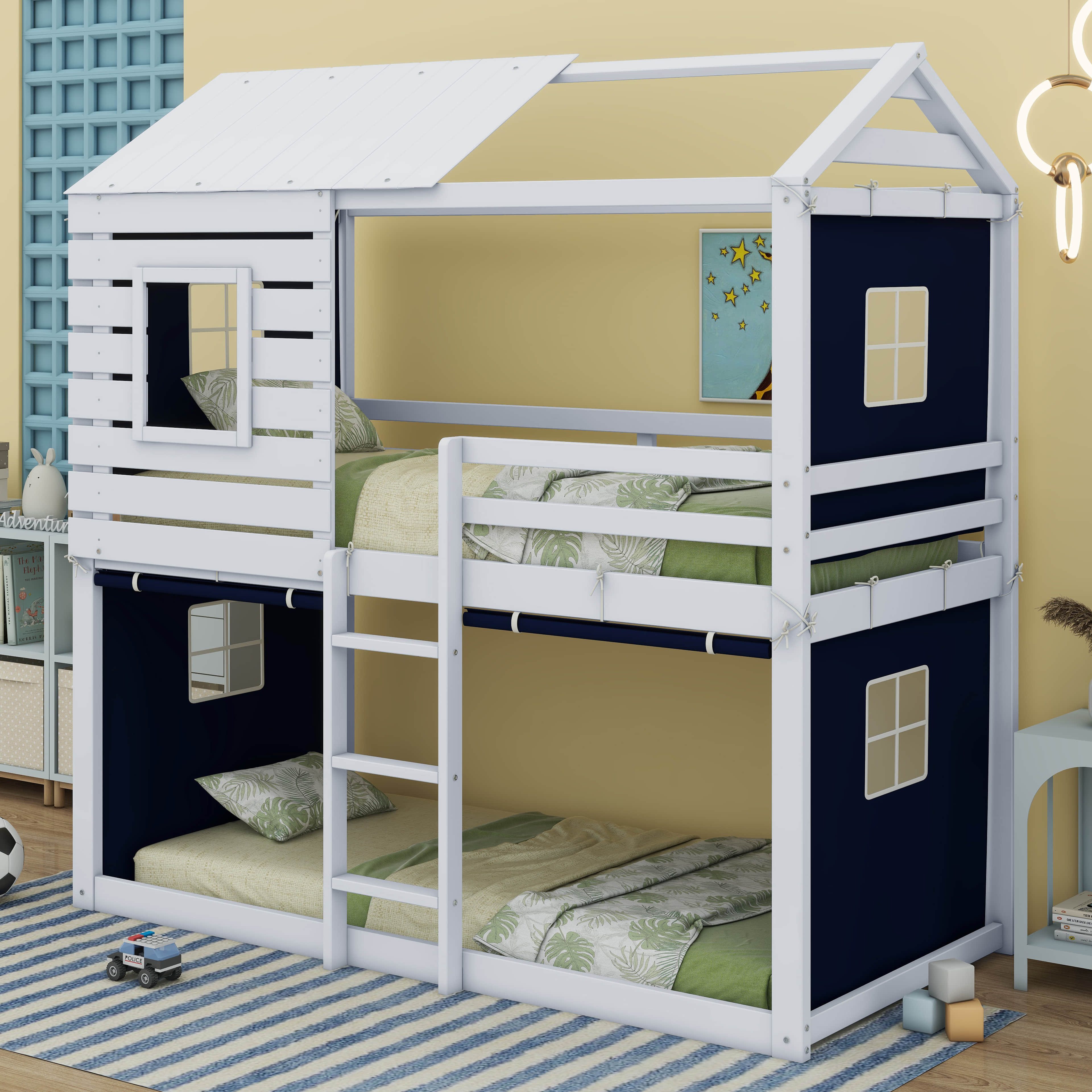 Harper Orchard Yaraghi Bunk Wood House Bed with Tent - Wayfair Canada