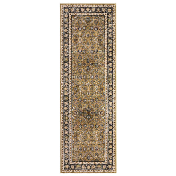 Bungalow Rose Suttle Oriental Machine Washable Rugs Floral Non-Slip Rug ...