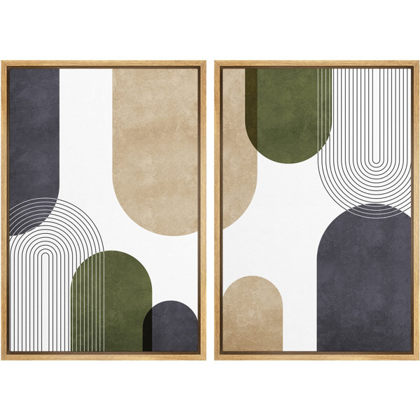 wall26 Geometric Green, Tan And Black Polygon Collage Abstract Shapes ...