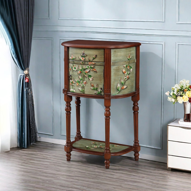 Ruthber Solutions Half-Moon Cabinet with Hand-Painted Accents | Wayfair