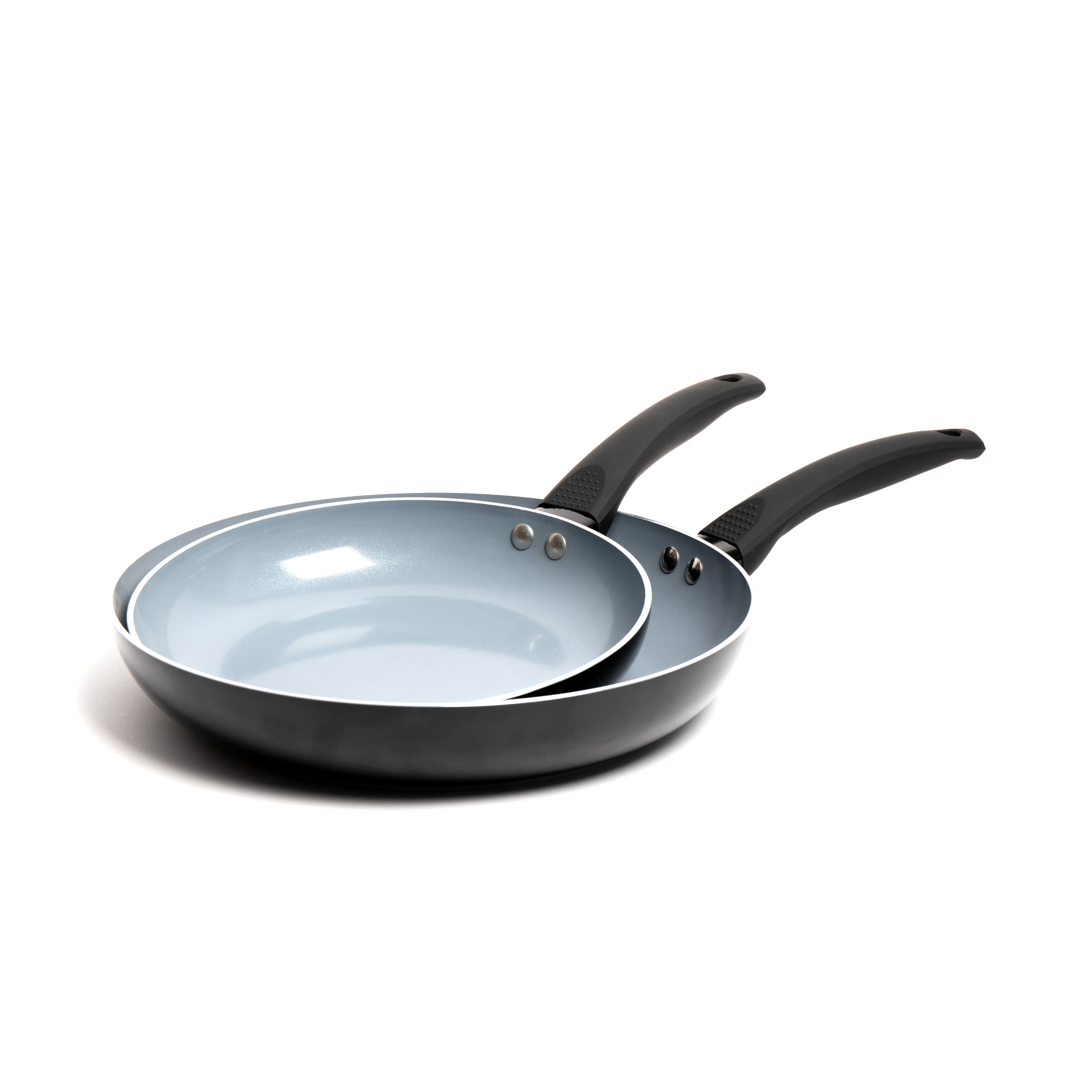 MasterClass 2pc Ceramic Non-Stick Eco Frying Pan Set with 2x Induction ...