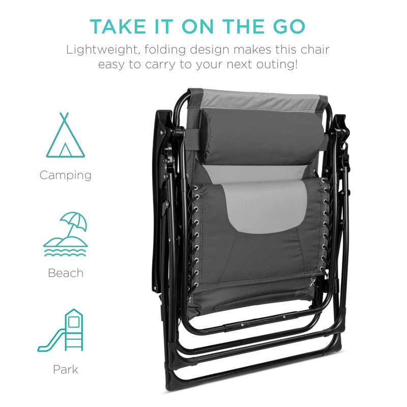 Arlmont & Co. Danny-James Oversized Padded Zero Gravity Chair, Folding ...