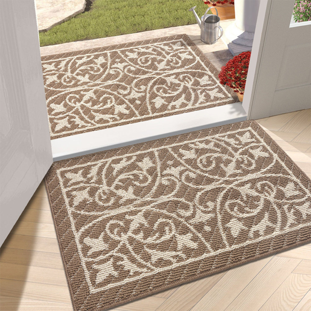 Canora Grey Sayveon Non-Slip Floral Outdoor Doormat | Wayfair