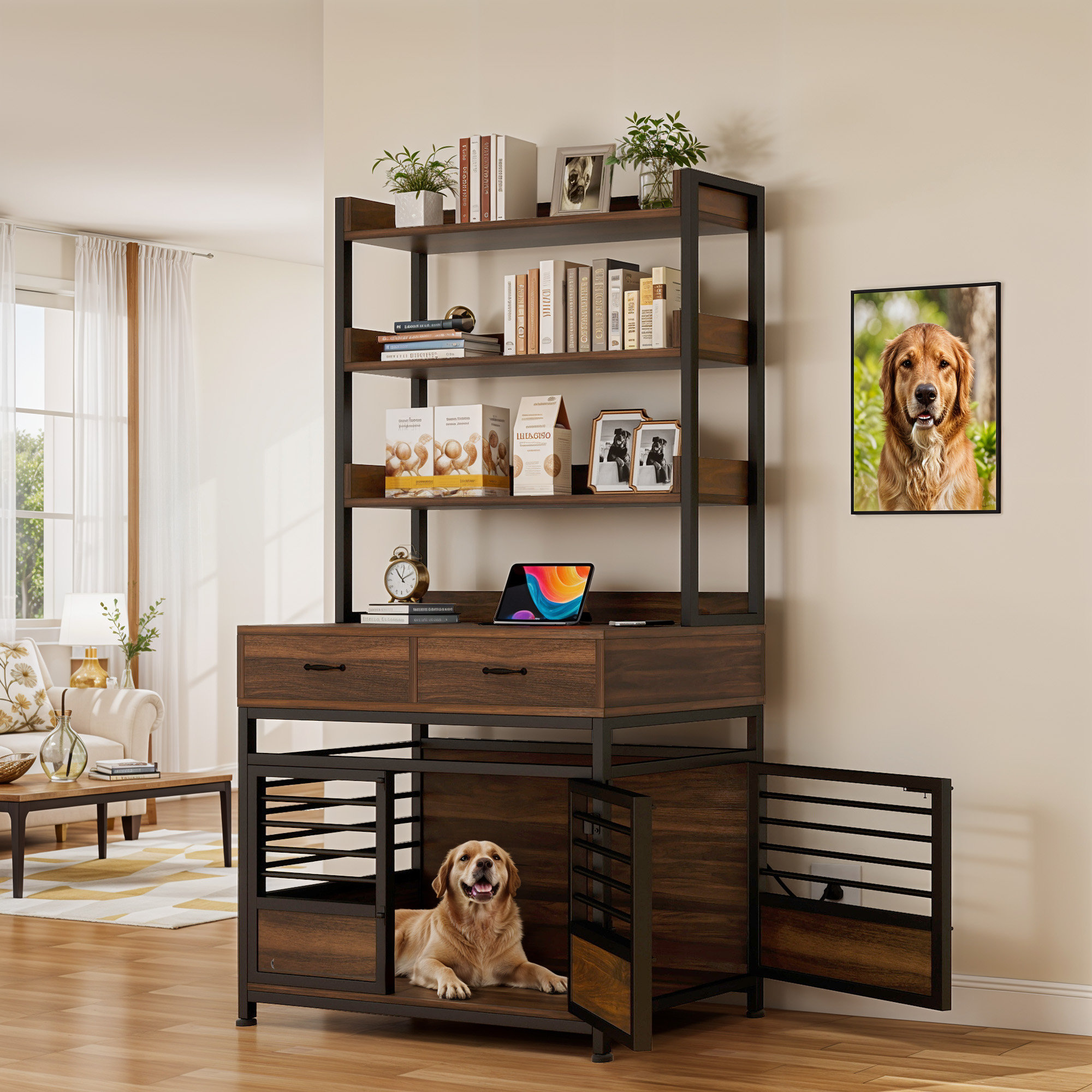 Tucker Murphy Pet™ 32-Inch Dog Crate Furniture with Storage, Double ...