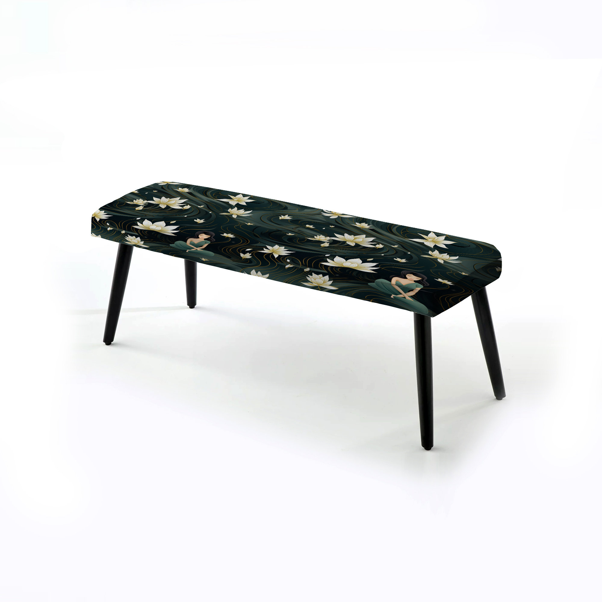 Design Art Mindful Retreat Yoga Oasis Zen - Floral Upholstered Black ...