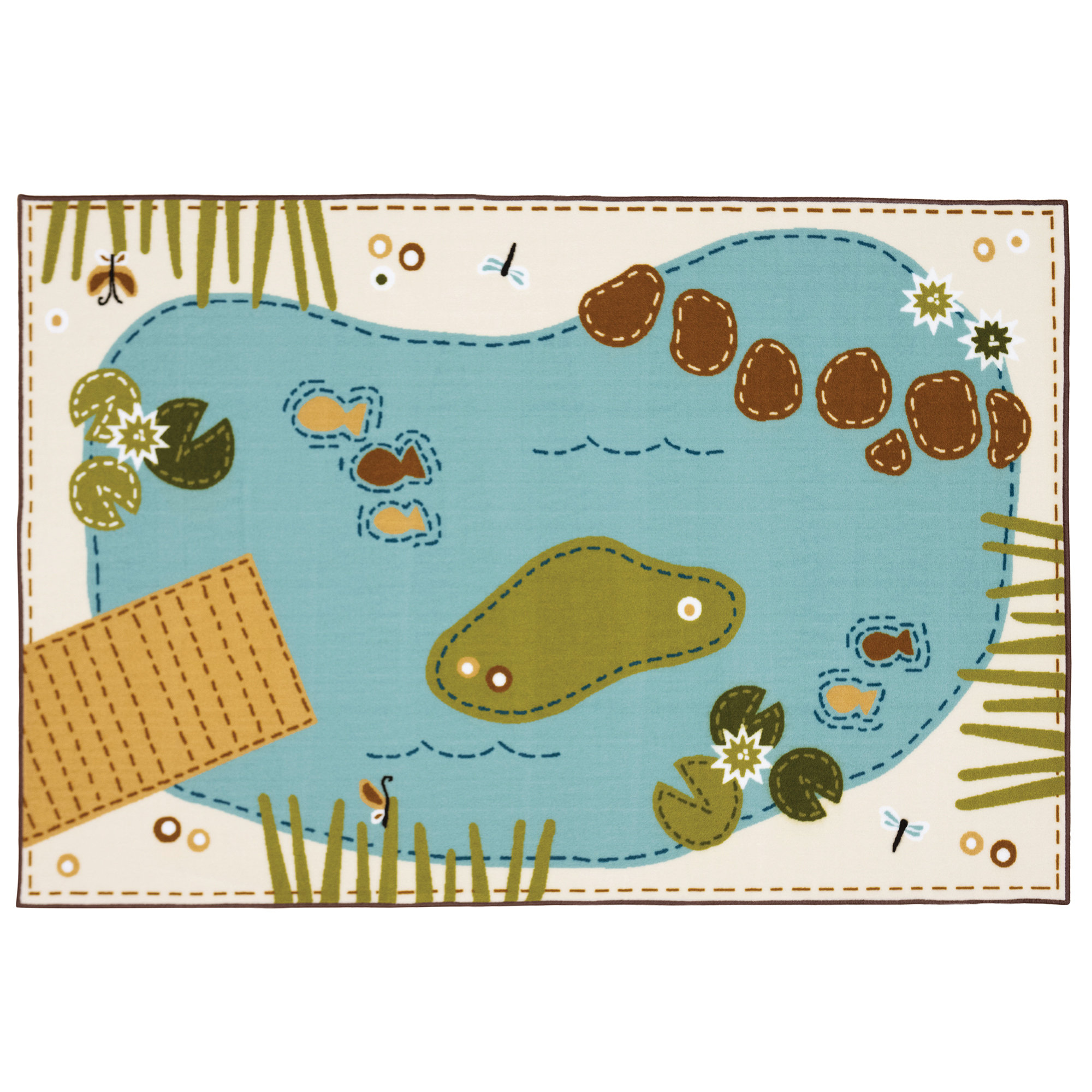 Carpets for Kids Tranquil Pond Playroom Washable Tufted Nylon Rug ...