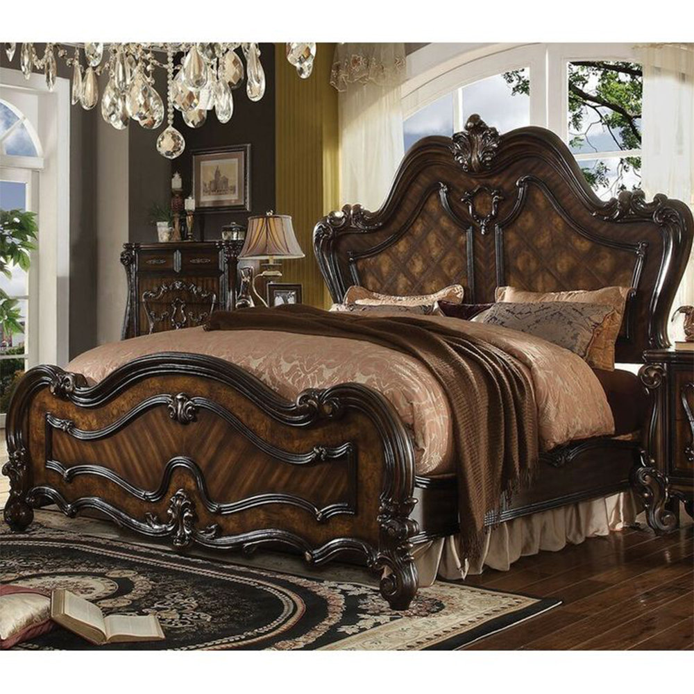 Simple Relax Wooden Eastern King Bed With Molding Trim In Cherry Oak ...