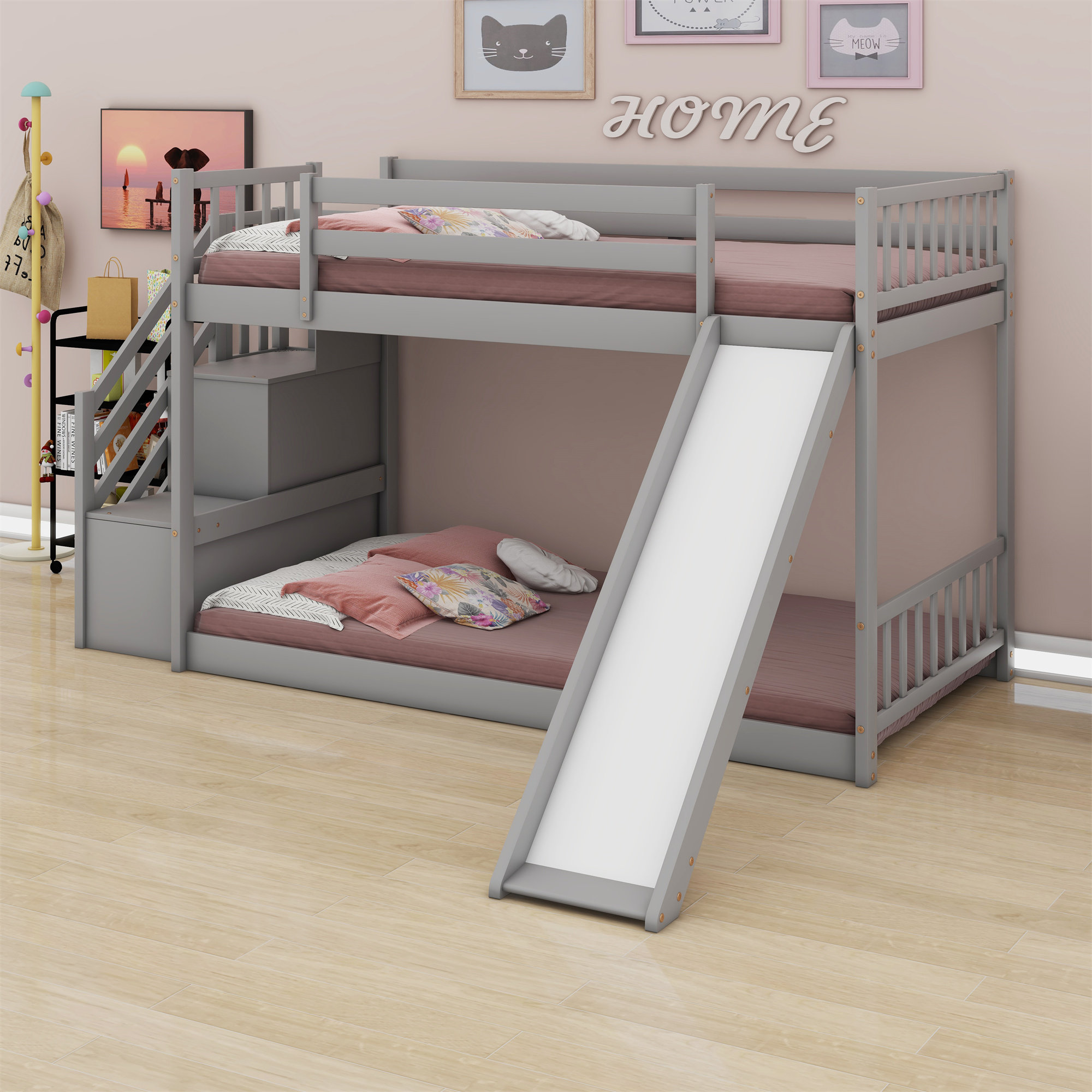 Harriet Bee Jata Kids Twin Over Twin Bunk Bed | Wayfair
