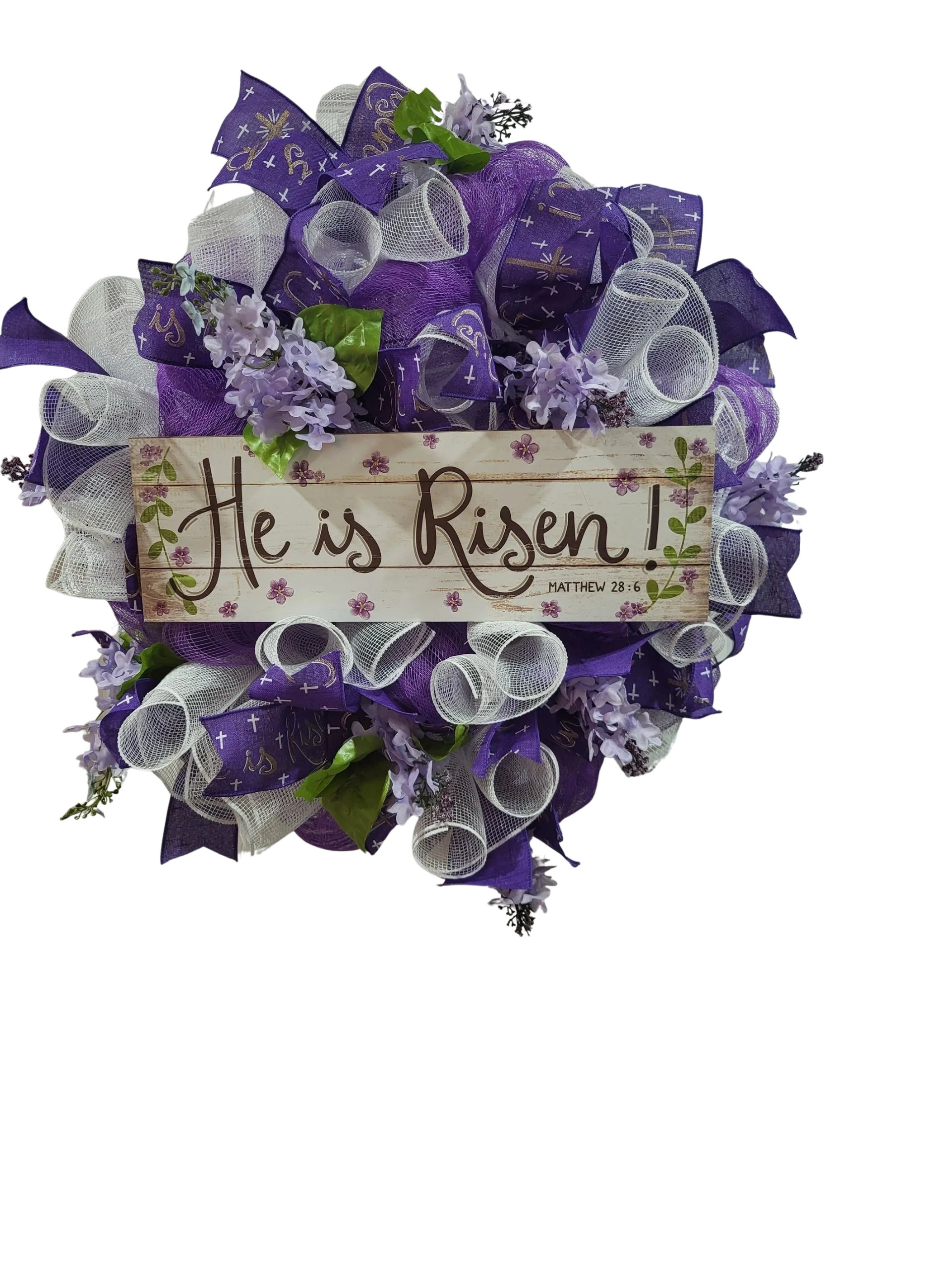 Primrue He Is Risen Deco Mesh Wreath | Wayfair