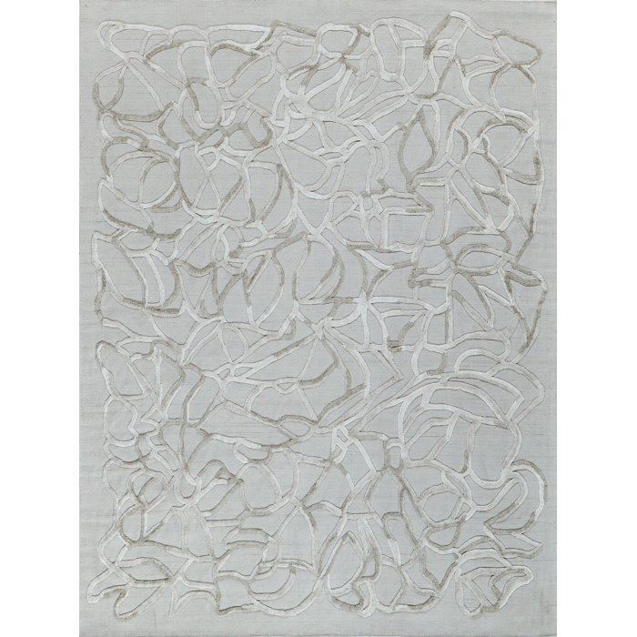 Exquisite Rugs Rectangle Goudy Abstract Hand Loomed Wool/Bamboo Slat ...