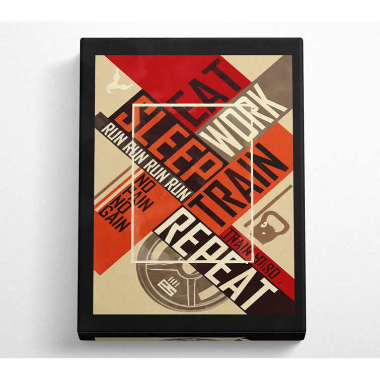 Latitude Run Eat Sleep Work Train Repeat 2 - Wrapped Canvas Typography ...