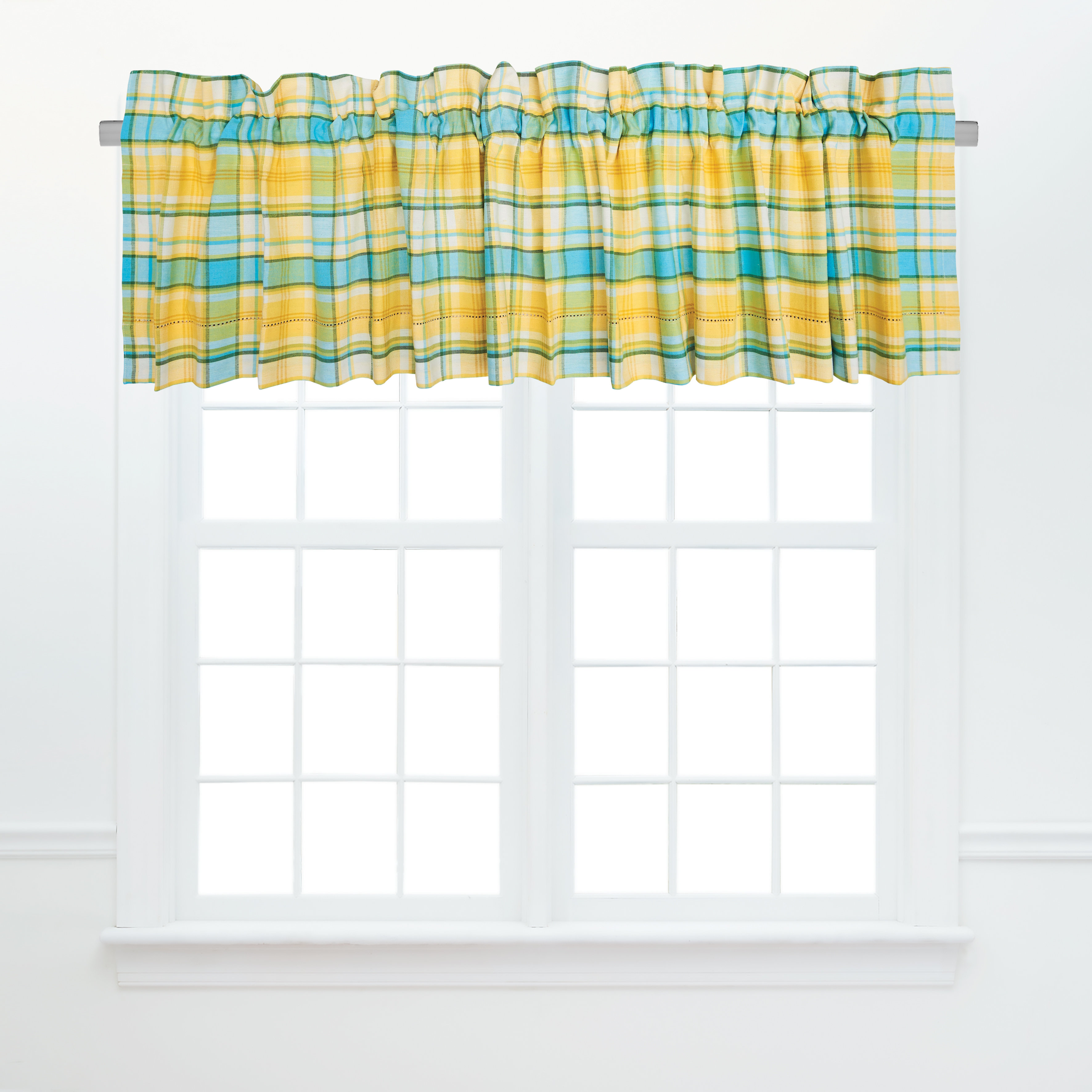 C&F Home Citrus Mist Plaid Cotton Yellow Valance Window Treatment | Wayfair