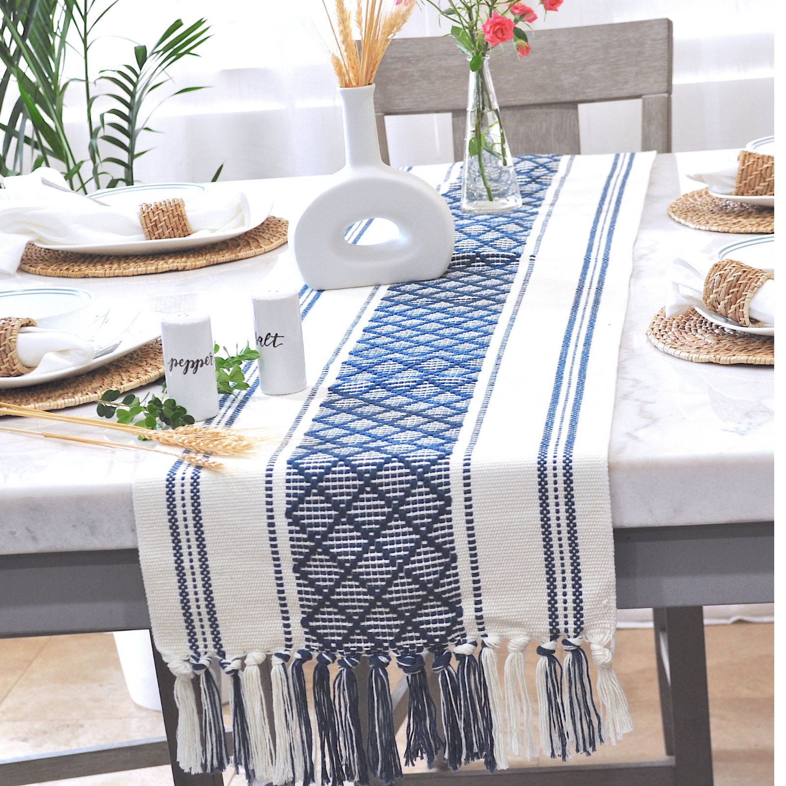 Dakota Fields Boho Cotton Woven Table Runner With Tassels & Reviews ...