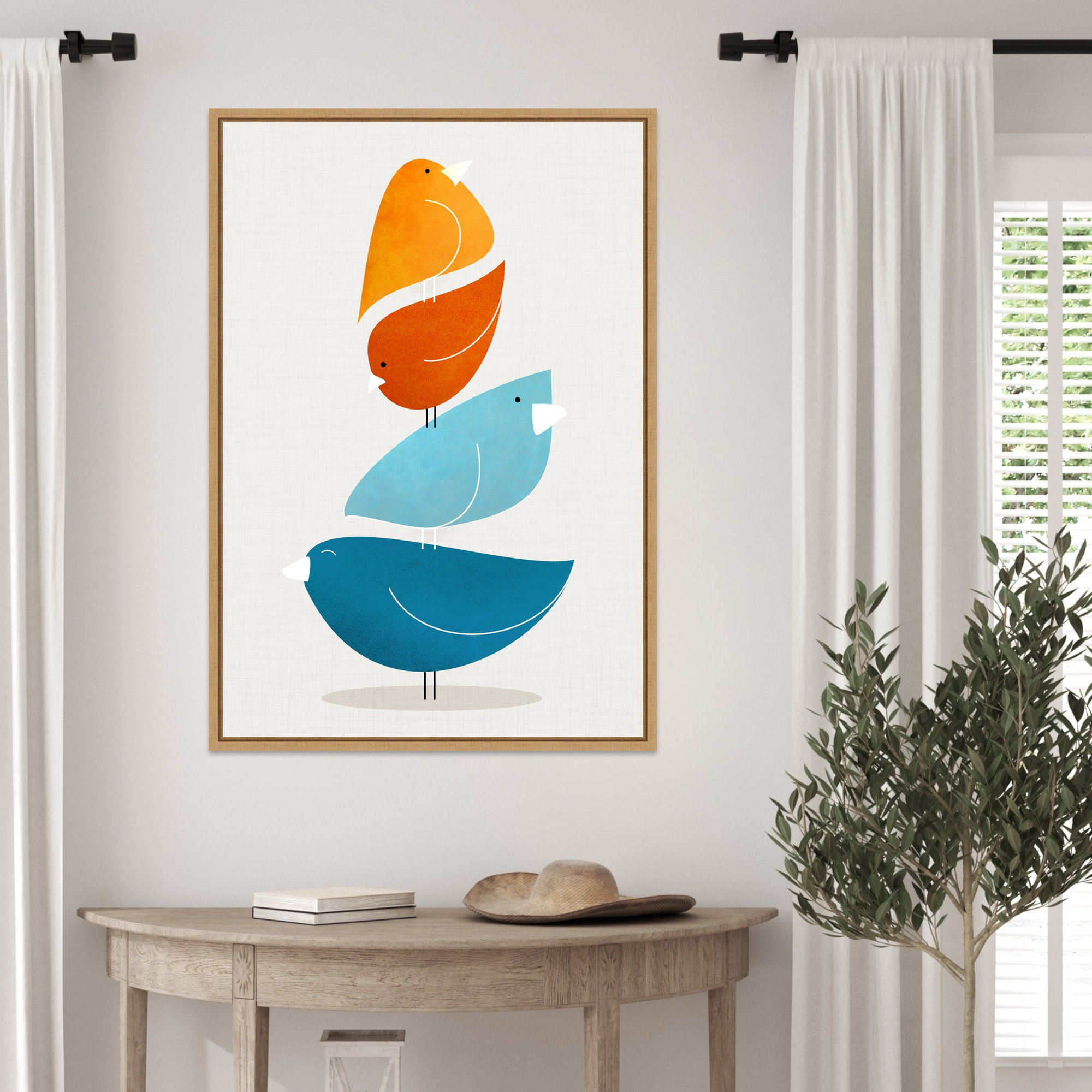 Lark Manor Bird Stack Up by Iseral Framed Canvas Wall Art Print ...