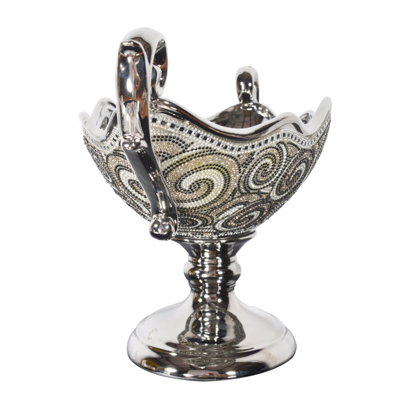 House of Hampton® Robert Silver/Gray 10" Porcelain China Table Vase ...