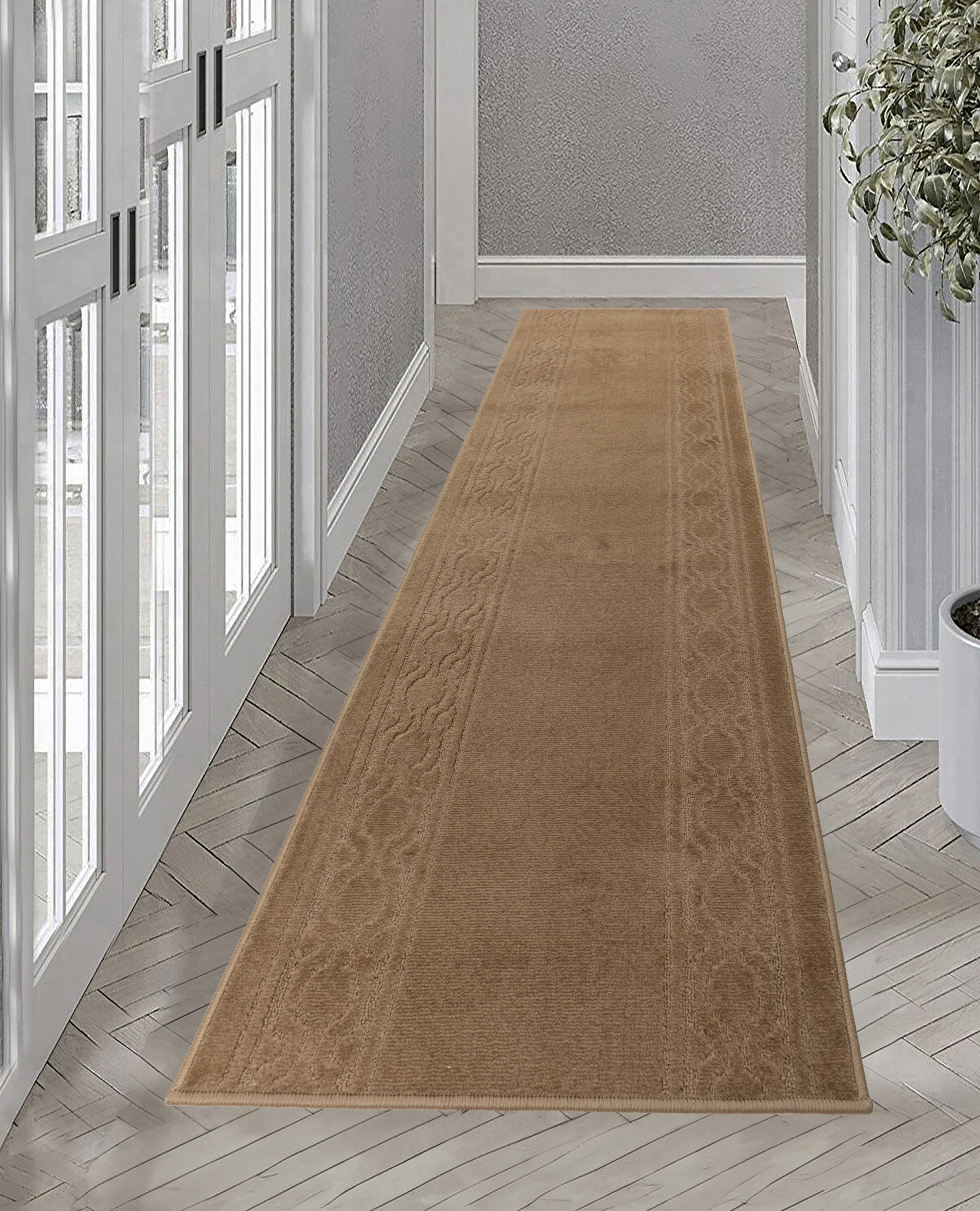 Alcott Hill® Trellis Border Beige Low Pile Slip Resistant Rugs ...