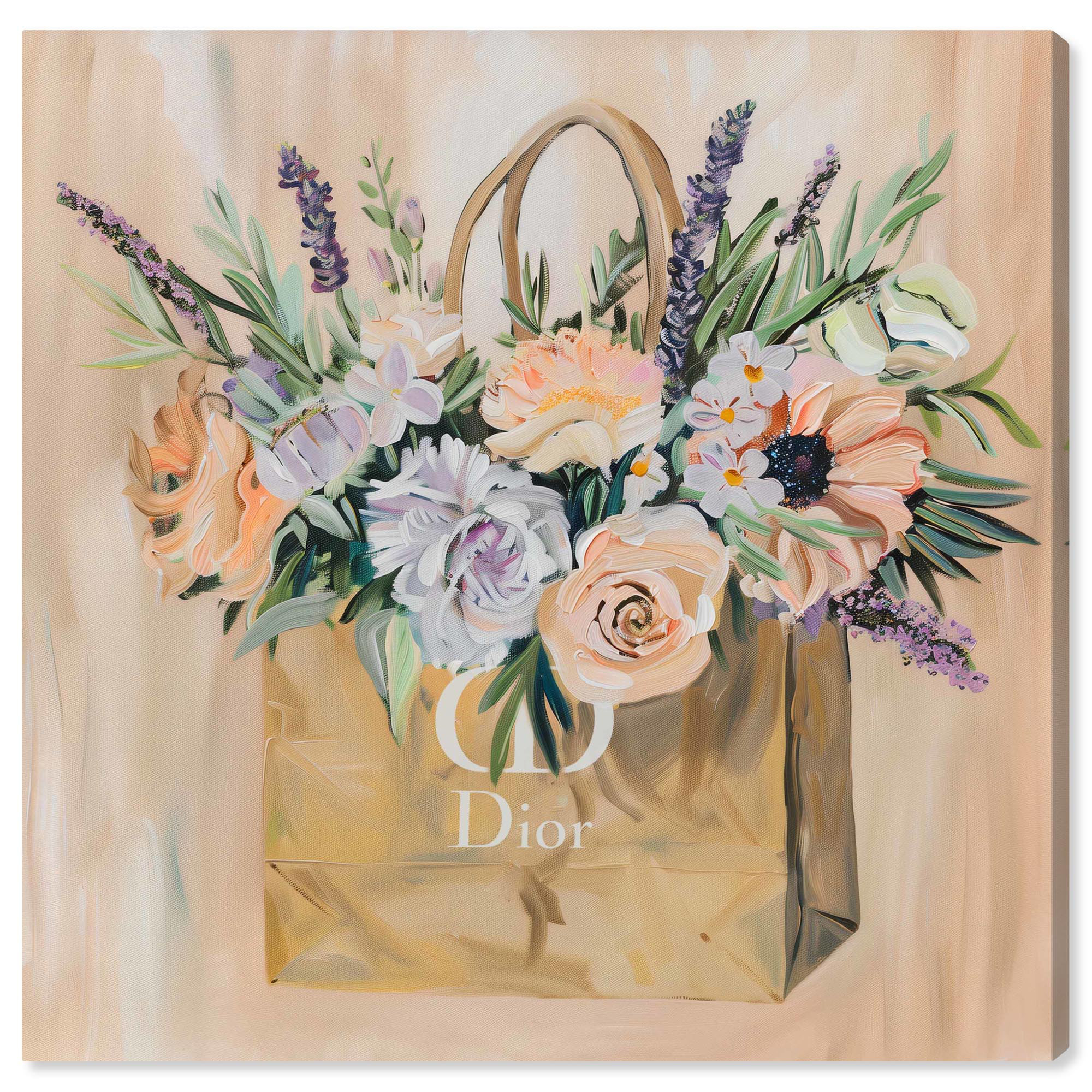 Art Remedy Green and Peach Shopping Bag Canvas Fashion Art Prints by ...