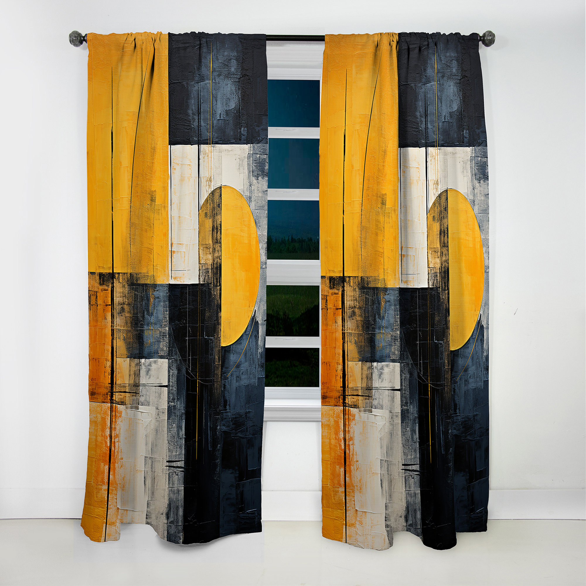 Design Art Lemon Loops Abstract Shapes - Abstract Shapes Curtain ...