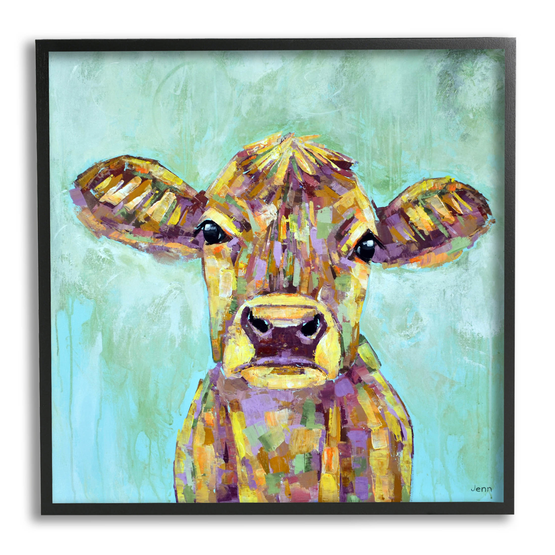 Stupell Industries Modern Cow Farm Animal Portrait Giclee Art By Jen ...