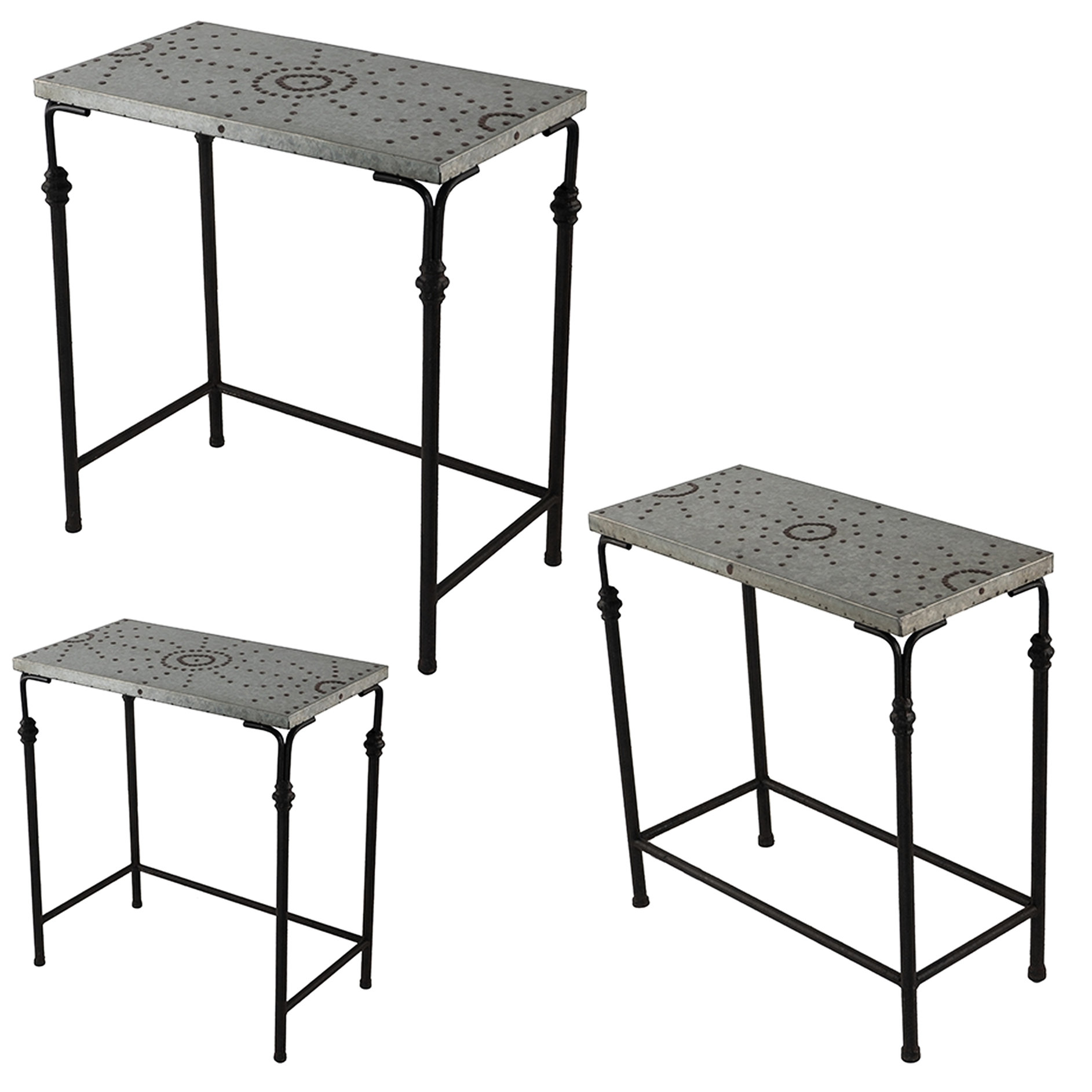 xingguangya Three Galvanized Nesting Tables Ideal For Indoor Side And ...
