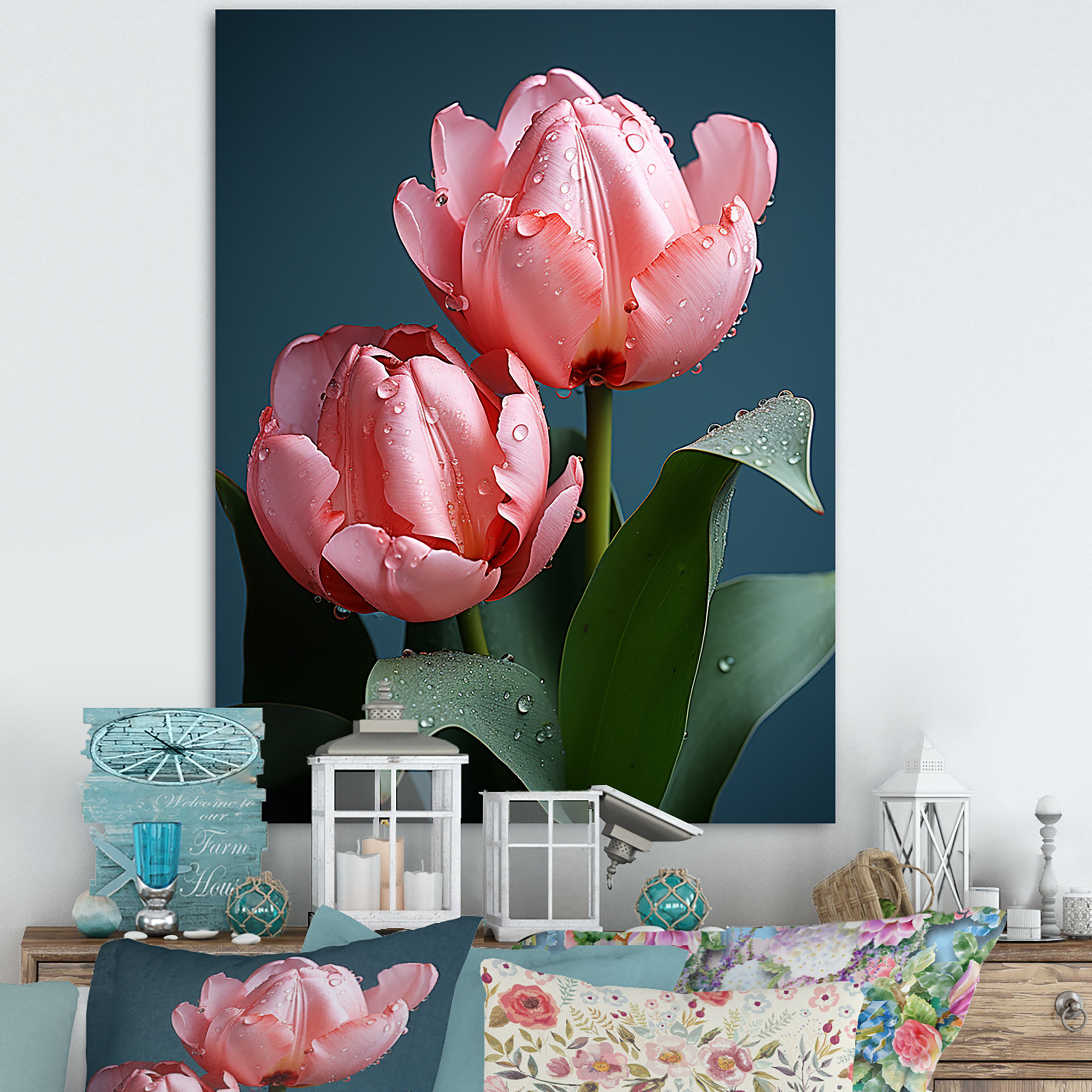 George Oliver " Minimalims Pink Tulip Blooms " | Wayfair