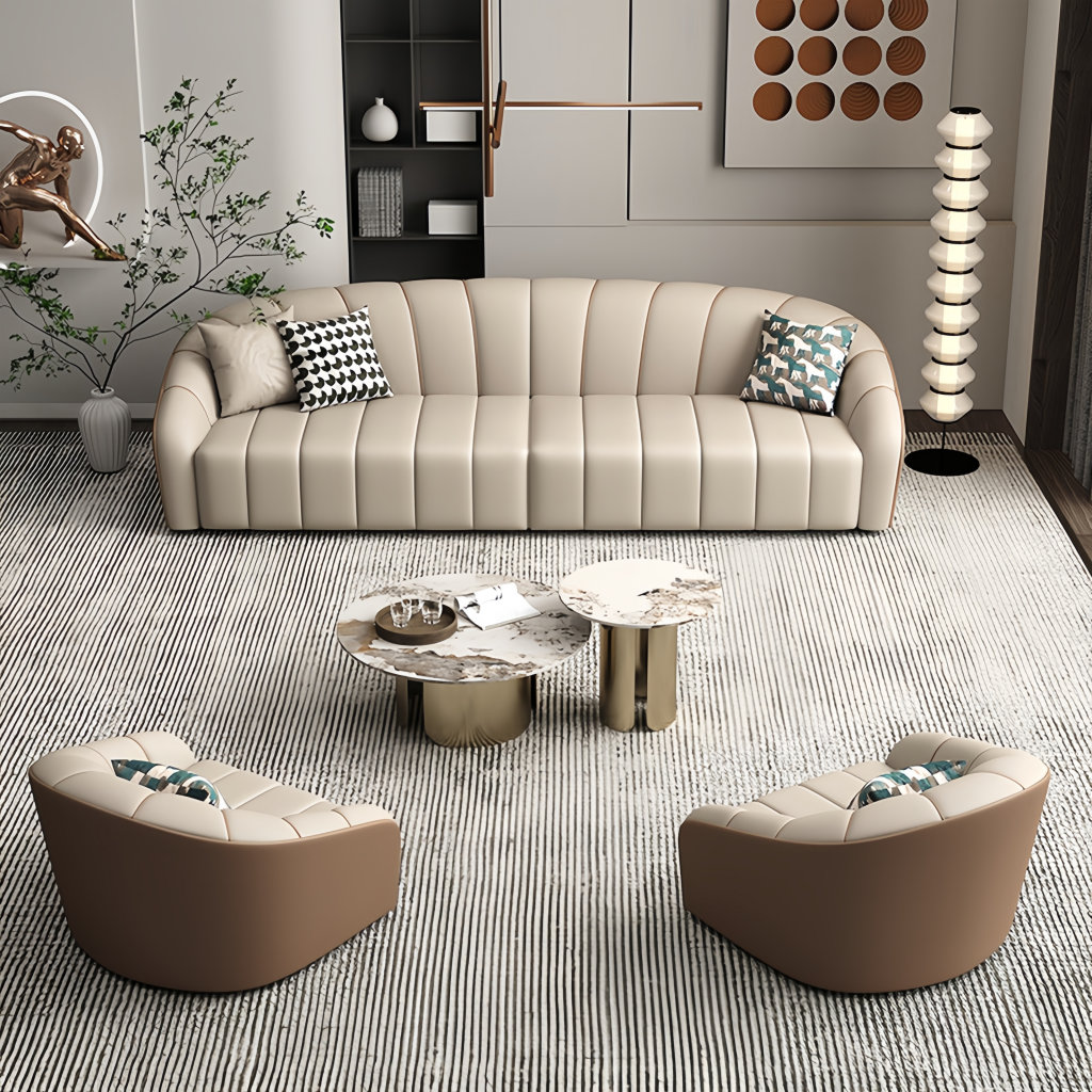 Everly Quinn Fulvi 5 - Piece Faux Leather Living Room Set | Wayfair