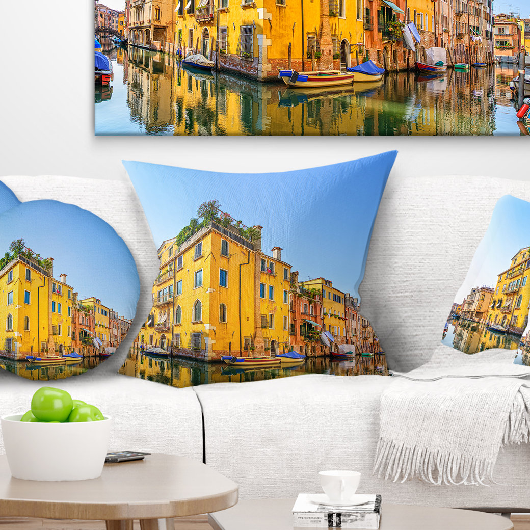 Design Art Abstract Venice Cityscape Water Canal Pillow - Wayfair Canada