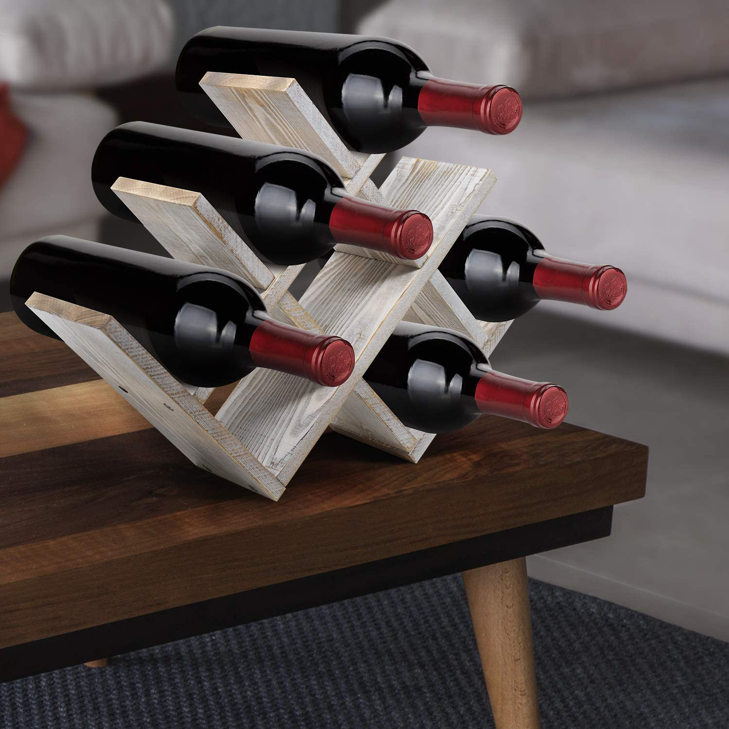 Sorbus Butterfly Wine Rack - Stores 8-Bottles, Grey Wood & Reviews ...