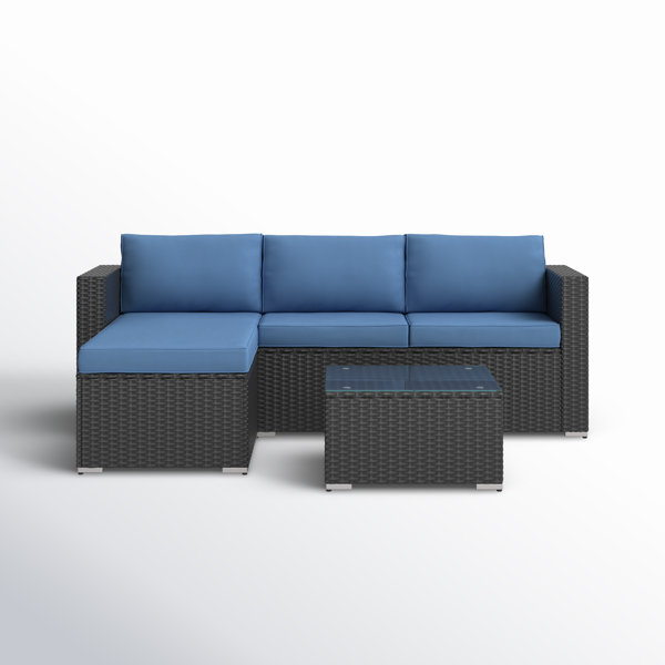 Wade Logan® Harbaugh 3 - Person Outdoor Seating Group with Cushions ...