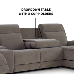 Latitude Run® 4 Person Power Reclining Chaise Sectional with Storage ...
