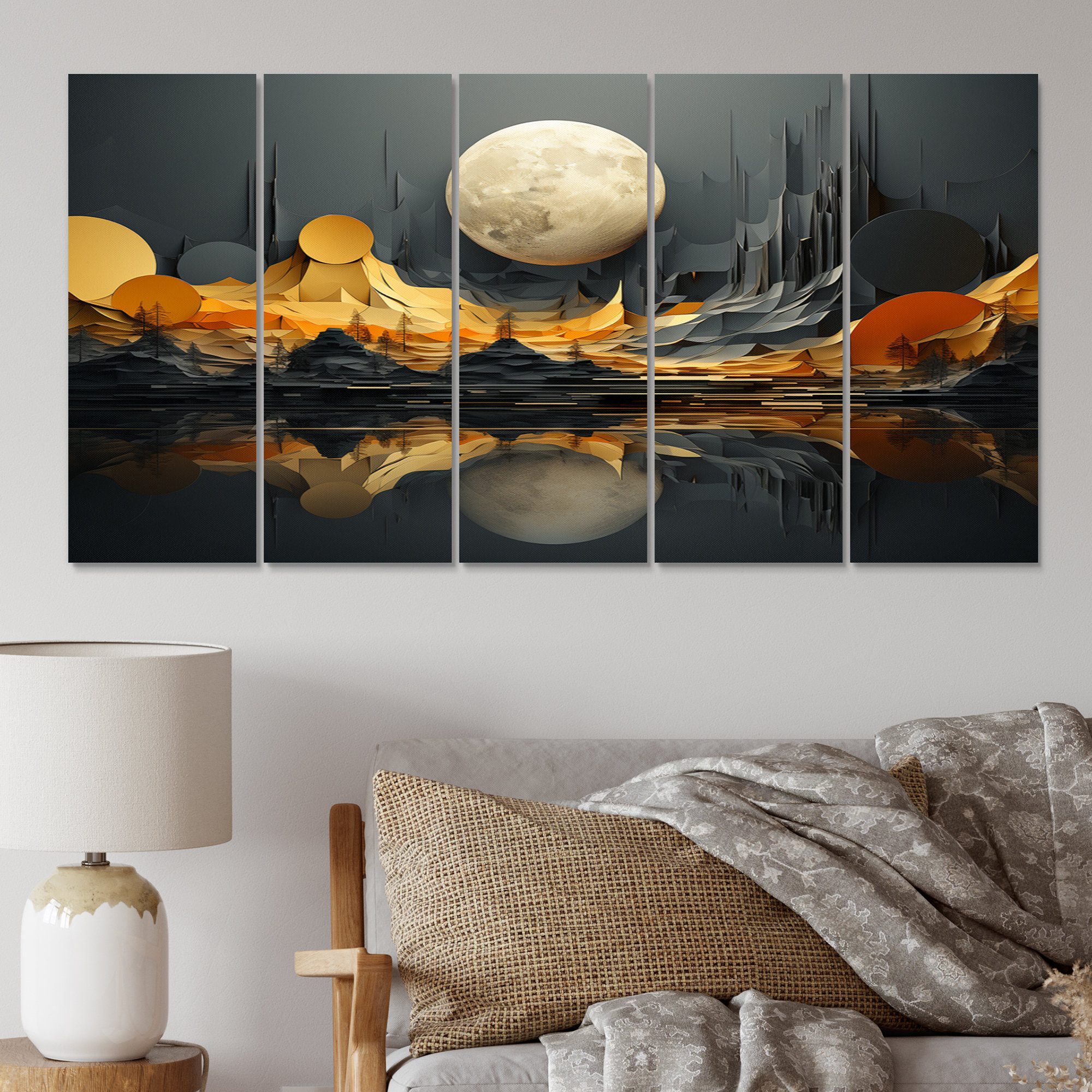 Red Barrel Studio® River Flowing Waters Collage III On Canvas 5 Pieces ...