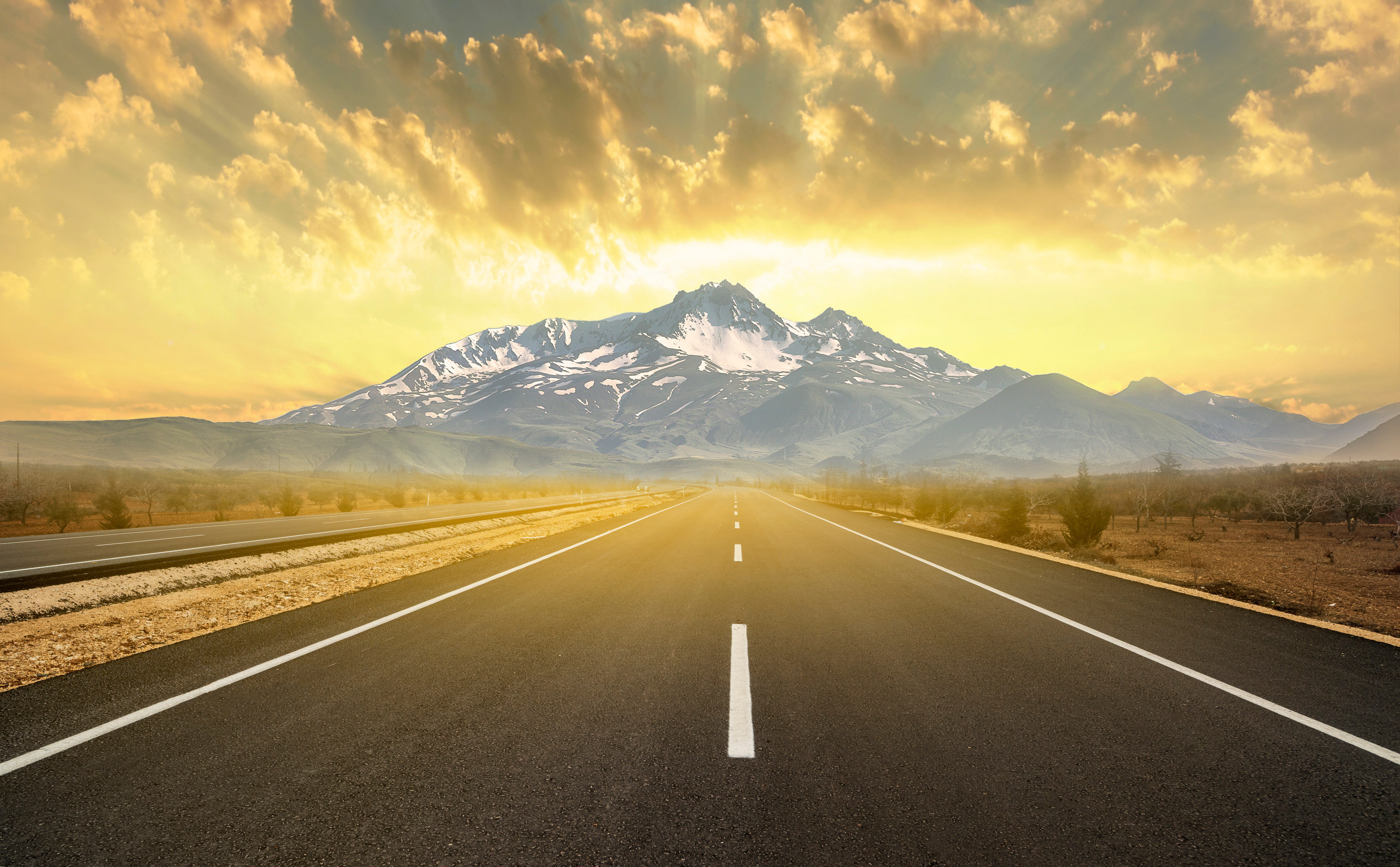 Loon Peak® Long Road To Mountains - Brume jaune - Wayfair Canada
